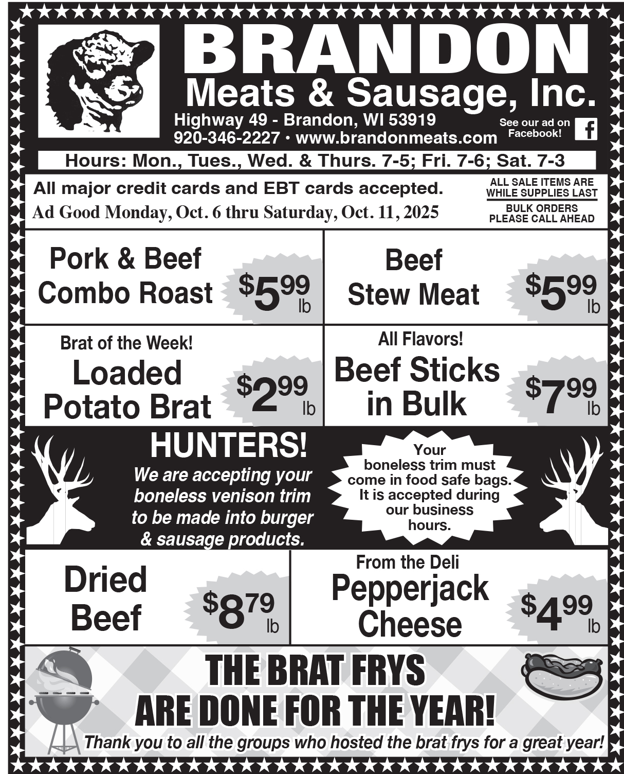 Meat Sales near me Waupun, Steaks on Sale Ripon, Deals, Brandon Meats